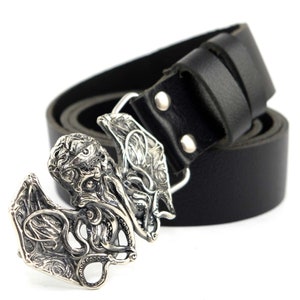 Leather Belt With Cthulhu Buckle, Underwater Mythical Monster, Skull ...