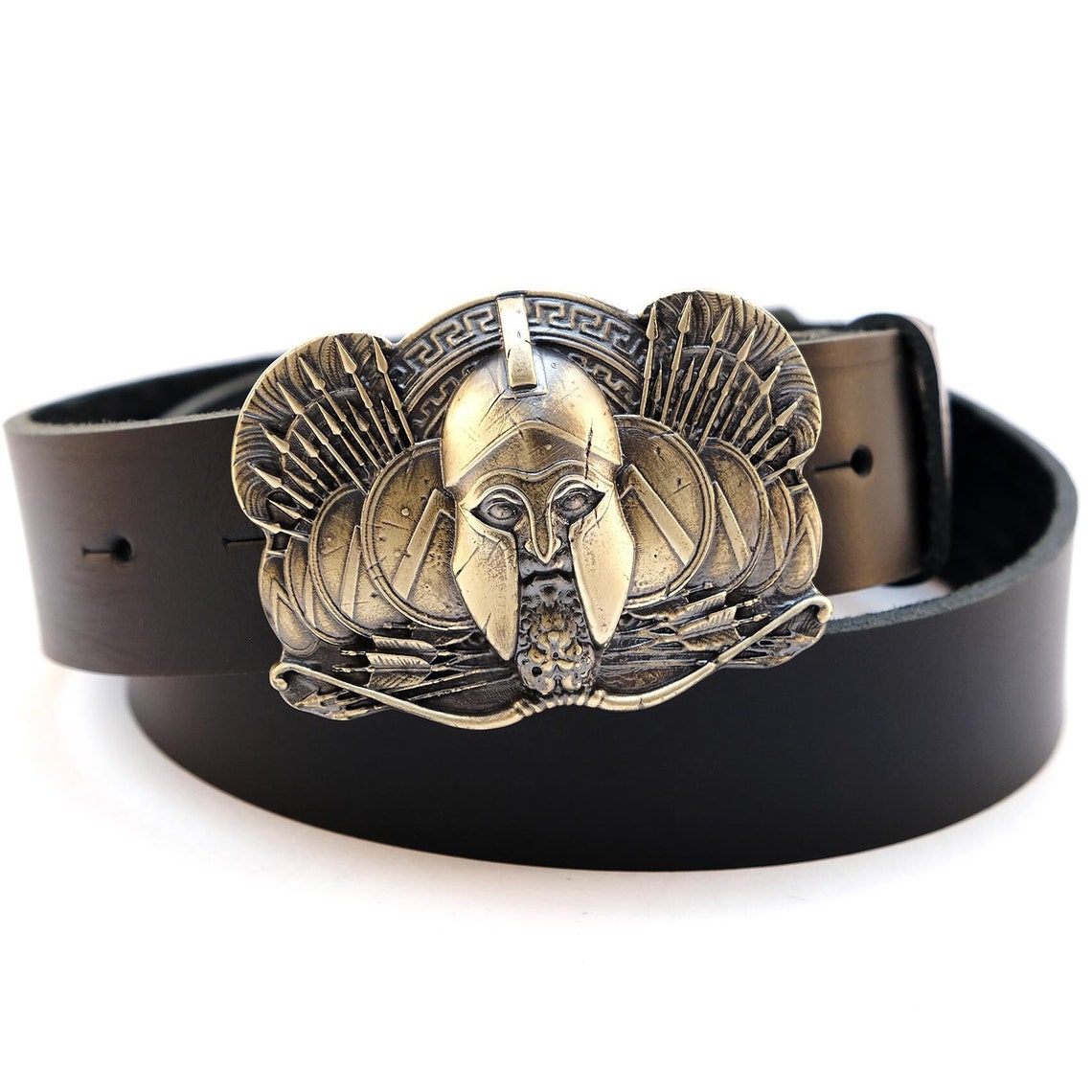 Leather Belt With Brass Buckle Spartan Ancient Greece Warrior - Etsy