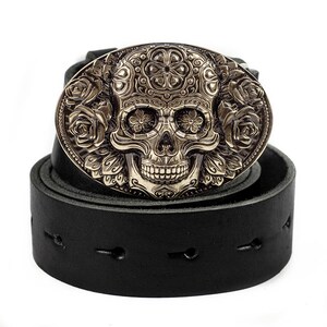Santa Muerte German Silver Belt Buckle, Skull El Día De Muertos, the ...