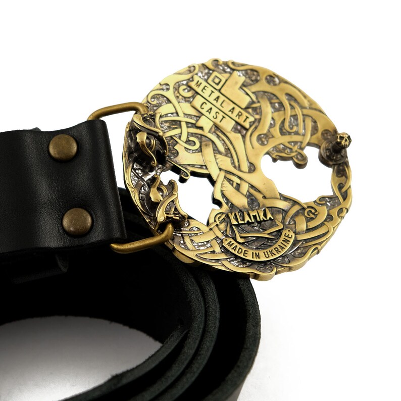 Leather Belt With World Tree Belt Buckle Scandinavian Nordic - Etsy