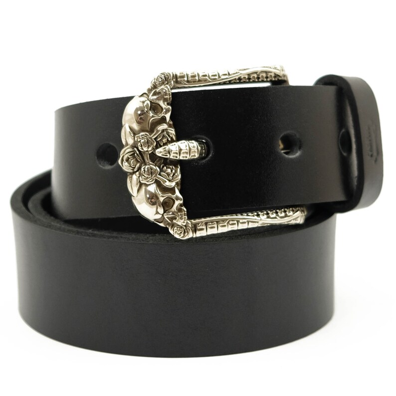 Skulls and Roses Buckle, Human Skulls Frame Solid German Silver Belt ...