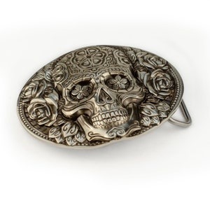 Santa Muerte German Silver Belt Buckle, Skull El Día De Muertos, the ...