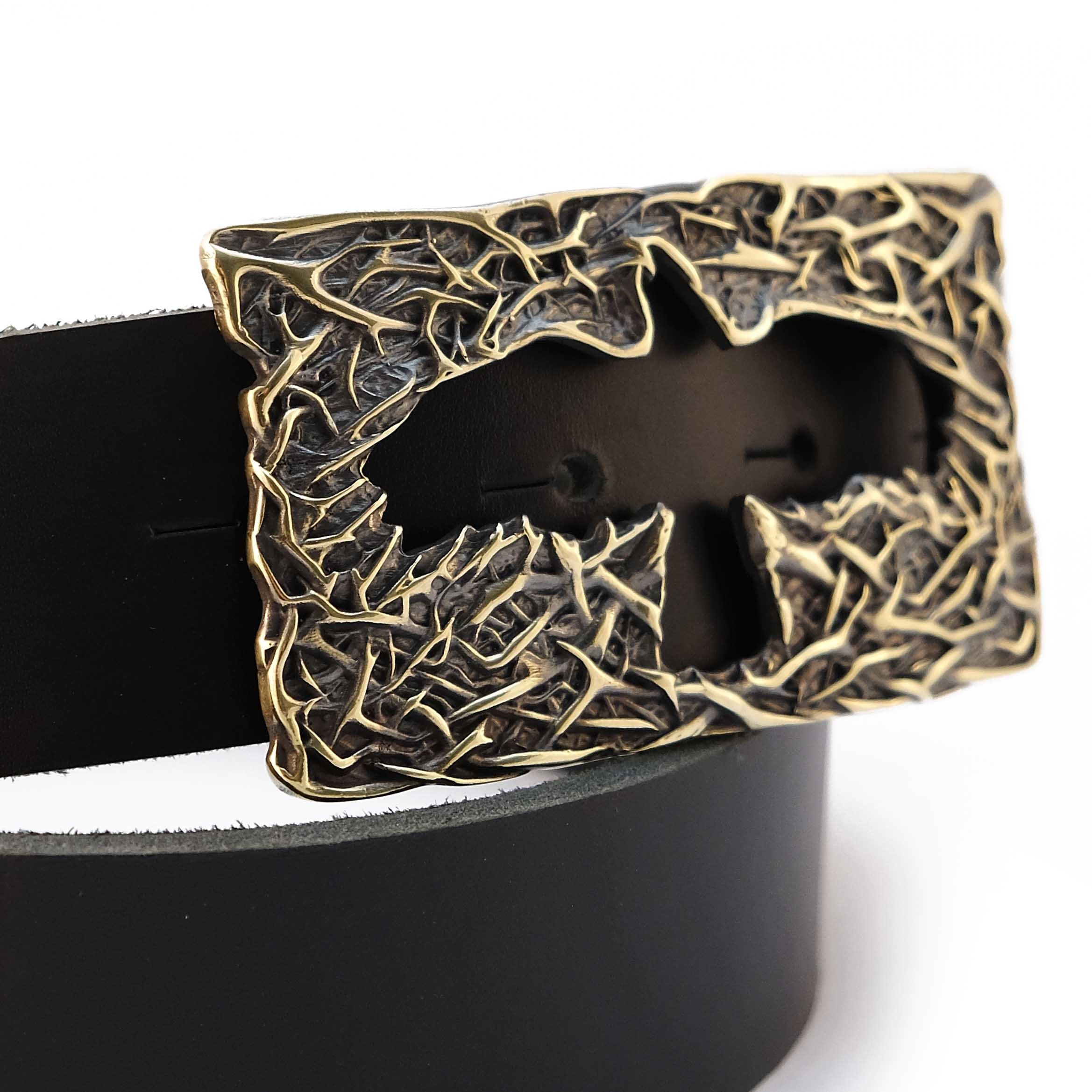 Leather Belt With Crow Belt Buckle Pagan Mythical Black Bird | Etsy