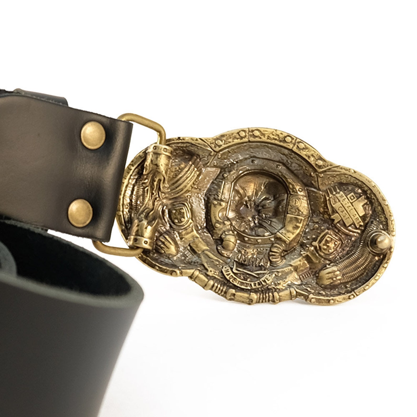 Leather Belt With Brass Buckle alien Steampunk - Etsy