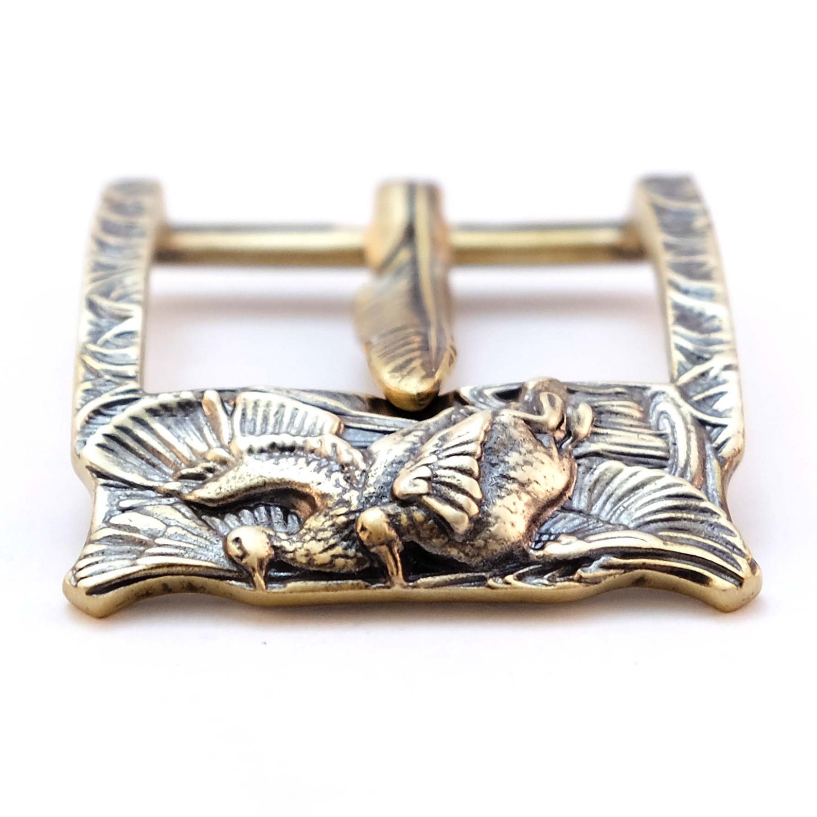 Leather Belt With Brass Buckle Duck Season, Hunters Solid Brass Belt ...