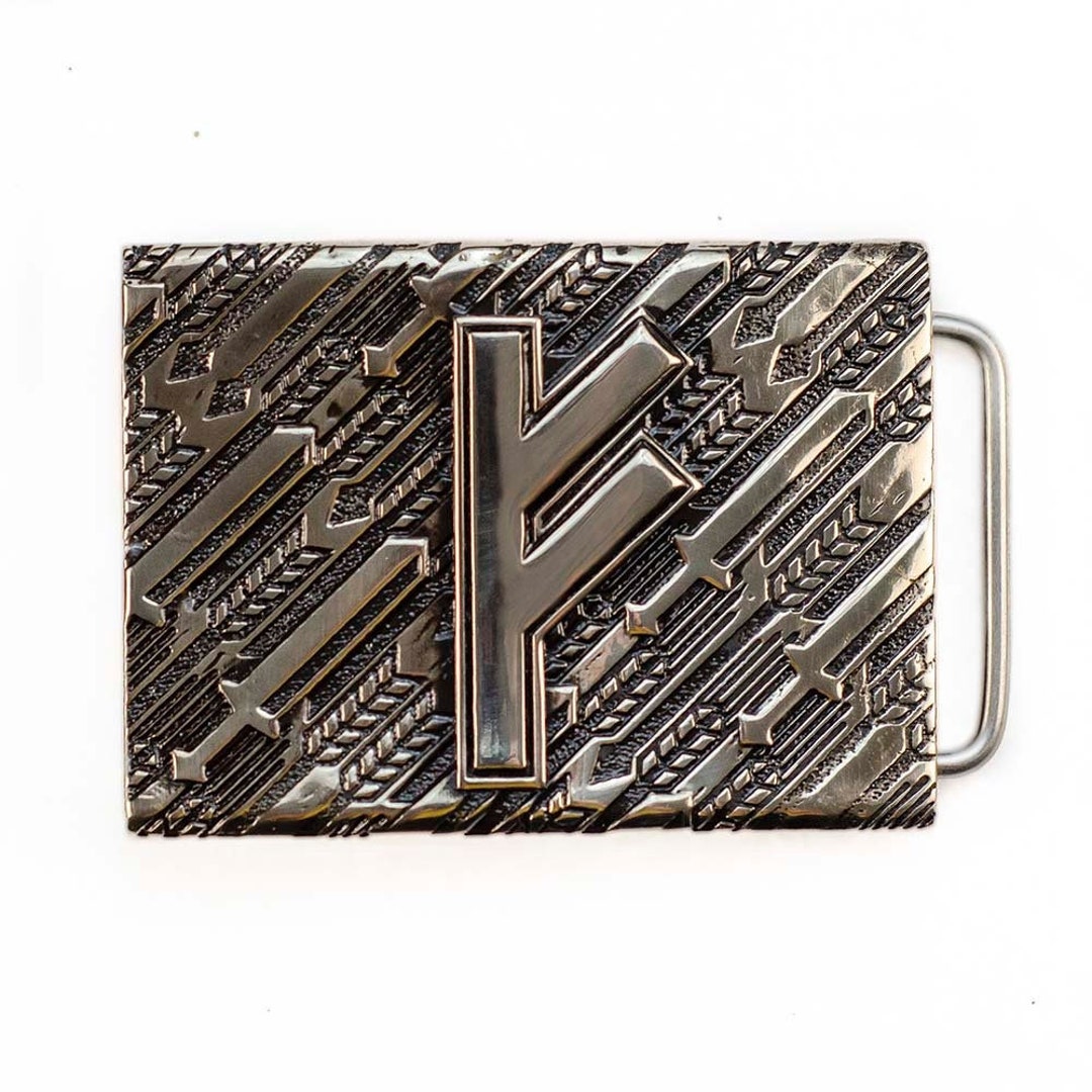 Fehu German Silver Belt Buckle, Old Norse Feoh Wealth Rune ...