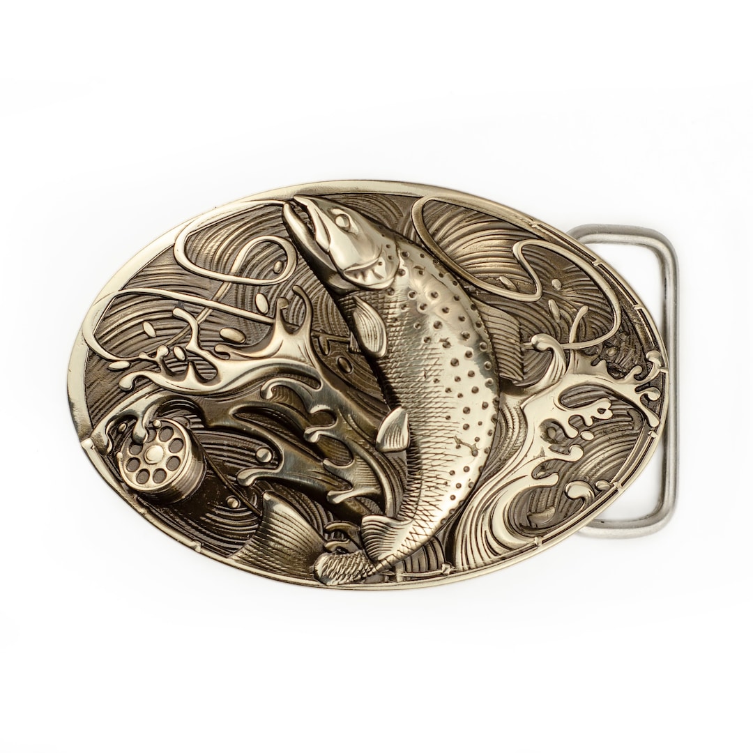 Trout German Silver Belt Buckle, Handmade Solid Nickel Silver Buckle ...