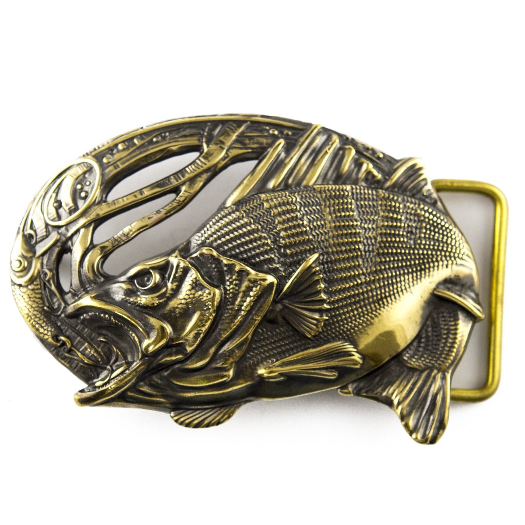 Bass Fishing Belt Buckle, Perch, Angler Gift Trophy Bass Fish, Handmade ...