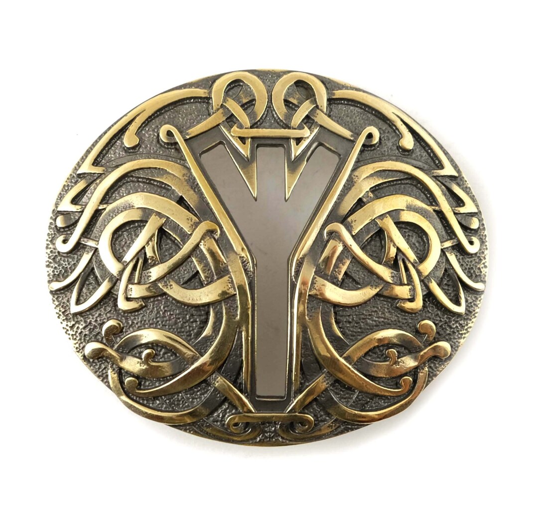 Algiz Belt Buckle, Life Rune, Old Norse Scandinavian Nordic Viking ...