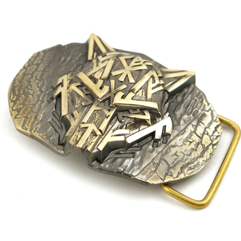 Runic Wolf Belt Buckle, Scandinavian Old Norse Celtic Wild Animal ...