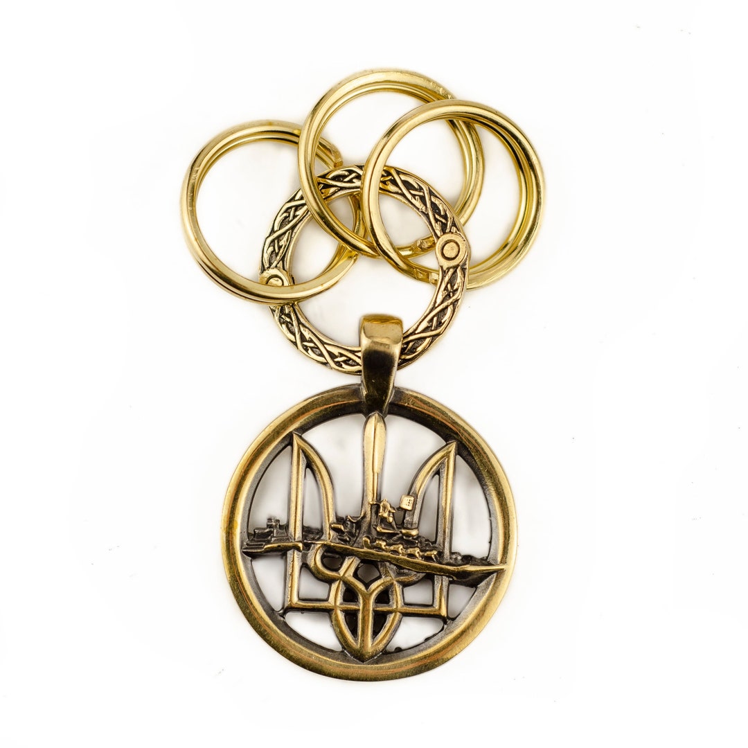 Keychain With Trident and Warship, Handmade Ukrainian Armed Forces ...