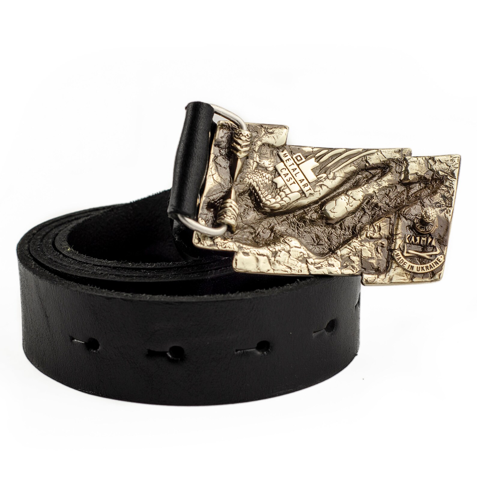 Leather Belt With Free Bird Buckle, Handmade Hunting Falcon Ukrainian ...
