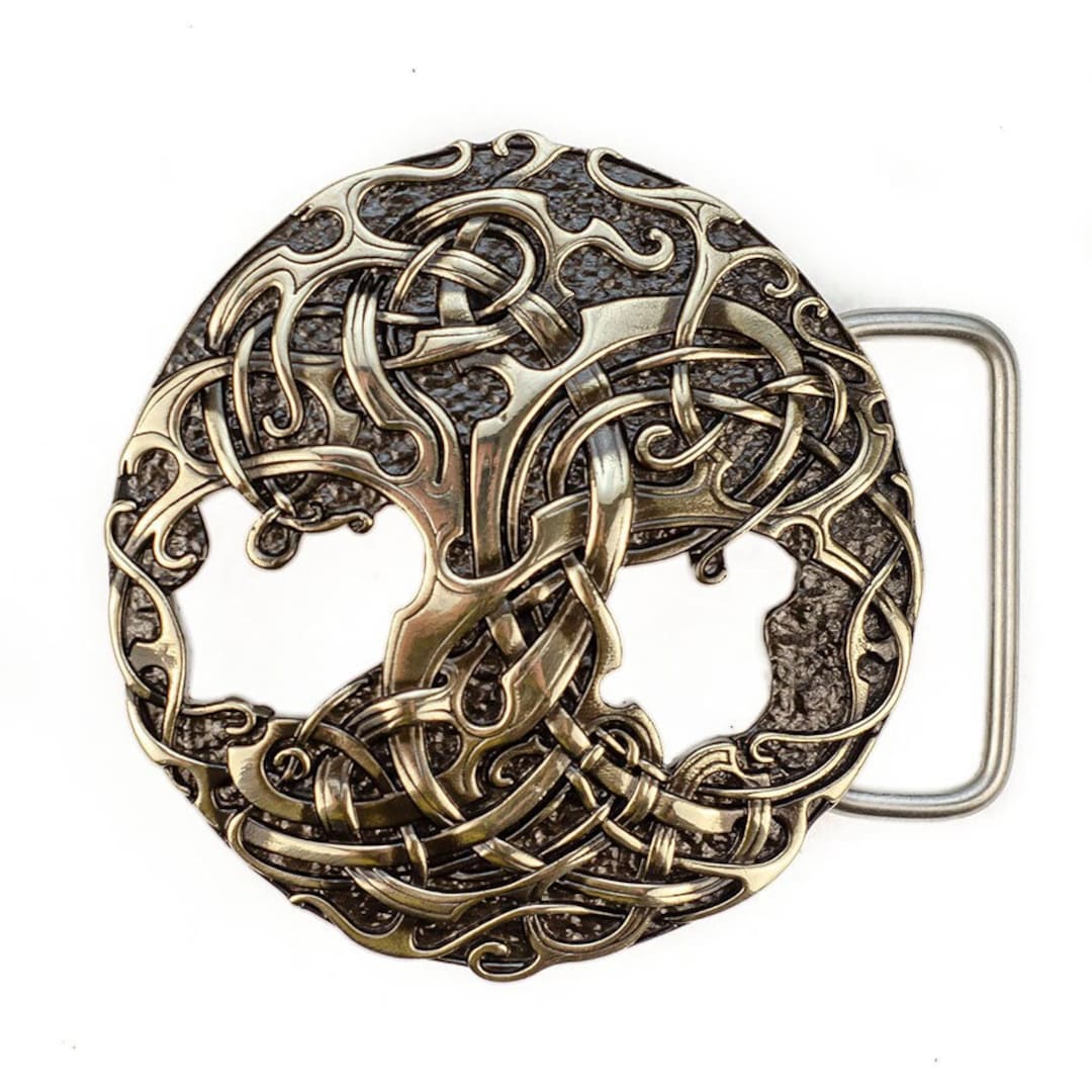 World Tree German Silver Belt Buckle, Old Norse Scandinavian Nordic ...