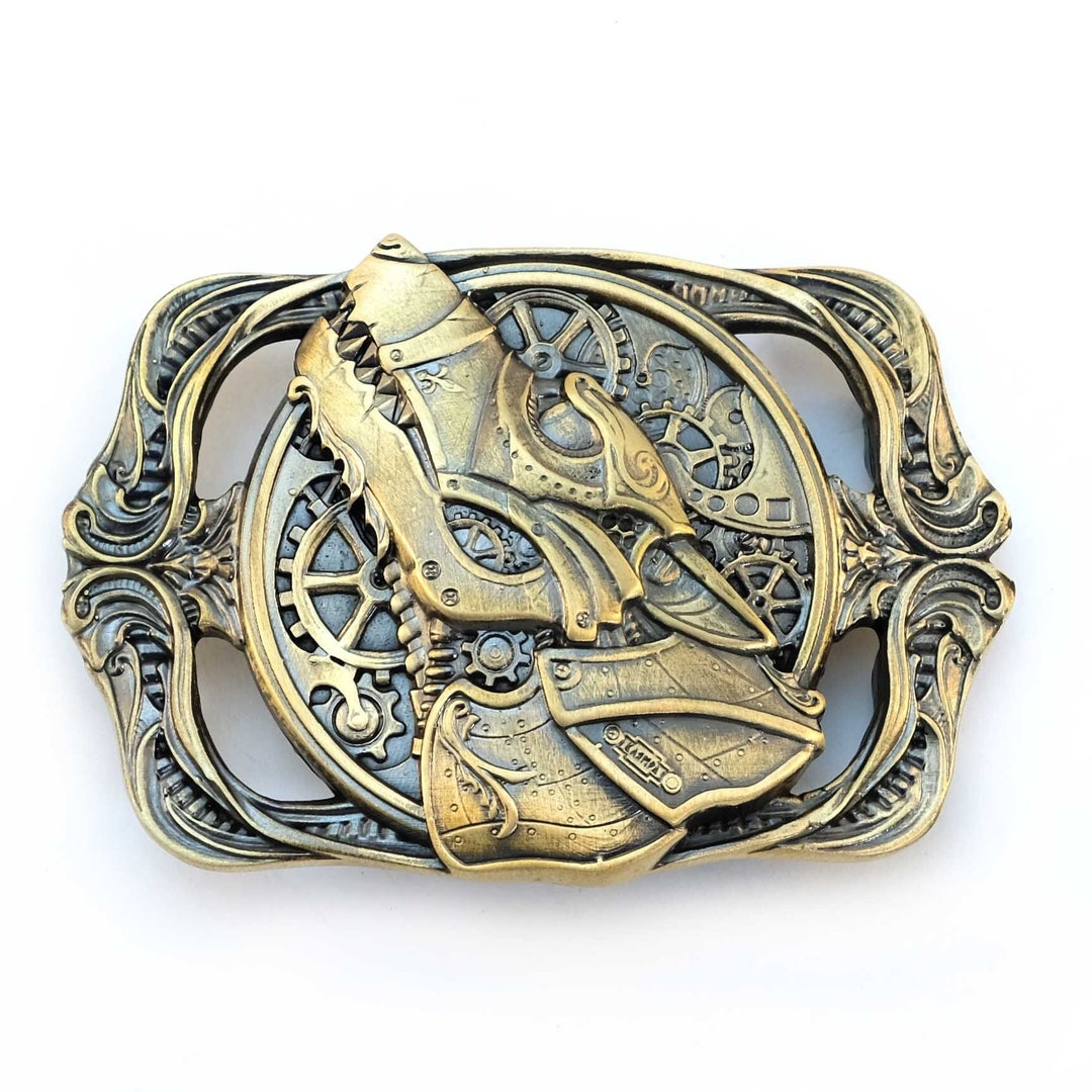 Steampunk Belt Buckle Wolf Solid Brass Sculptural Victorian - Etsy