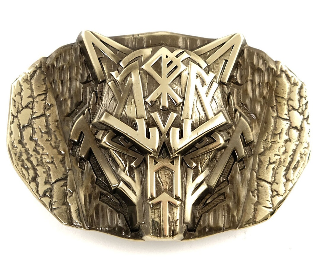 Runic Wolf Belt German Silver Belt Buckle, Scandinavian Old Norse ...