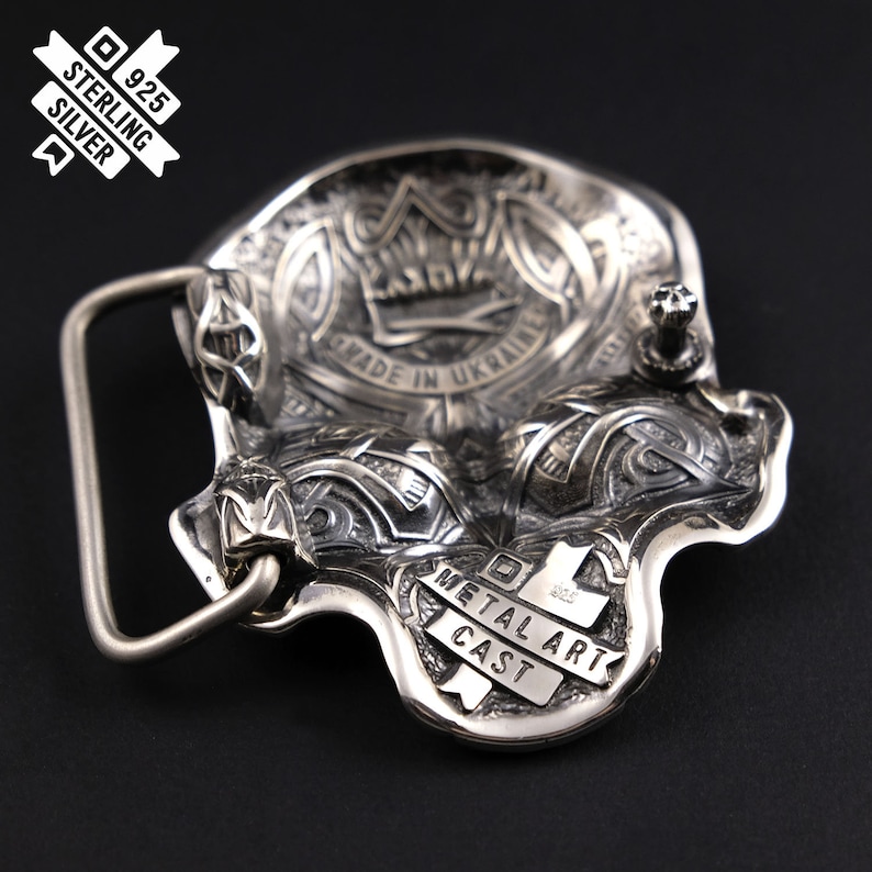 Skull Belt Buckle, Human Skull Solid Silver Belt Buckle, 925 Sterling ...