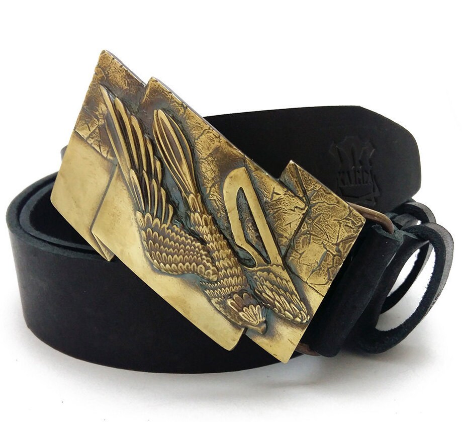 Leather Belt With Free Bird Buckle Handmade Hunting Falcon - Etsy