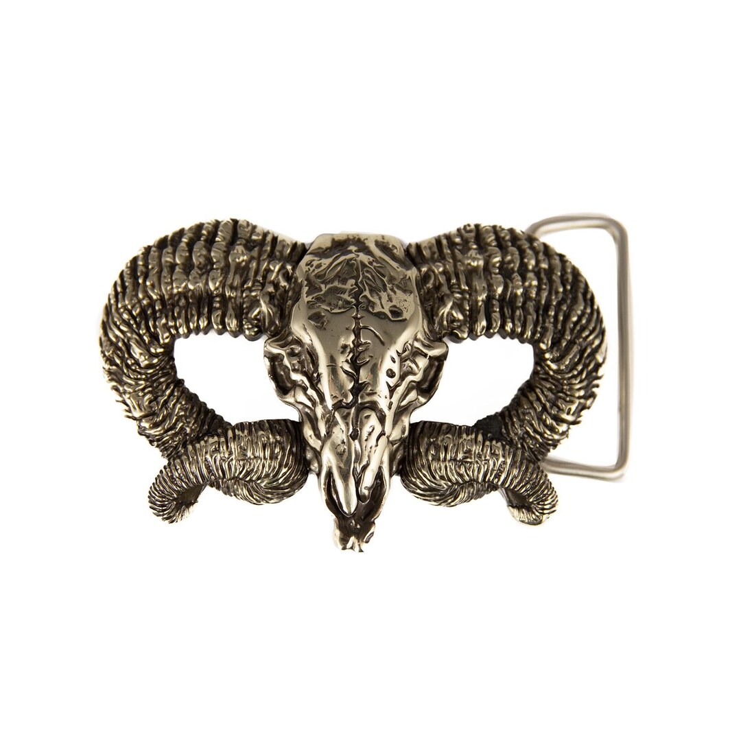 Ram Skull Solid German Silver Belt Buckle, Nickel Silver Handmade ...