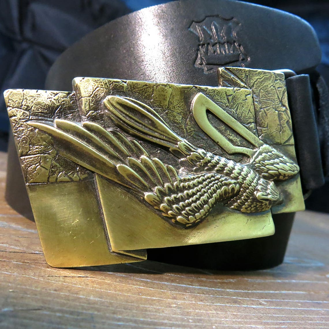 Leather Belt With Free Bird Buckle Handmade Hunting Falcon | Etsy