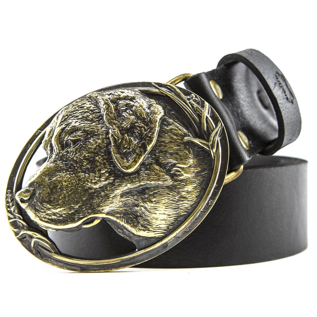 Leather Belt With Labrador Retriever Buckle, Lab Labrador Retriever ...