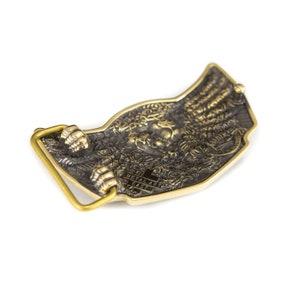 Solid Brass Belt Buckle Eagle With Sword, Handmade Heraldic Eagle ...