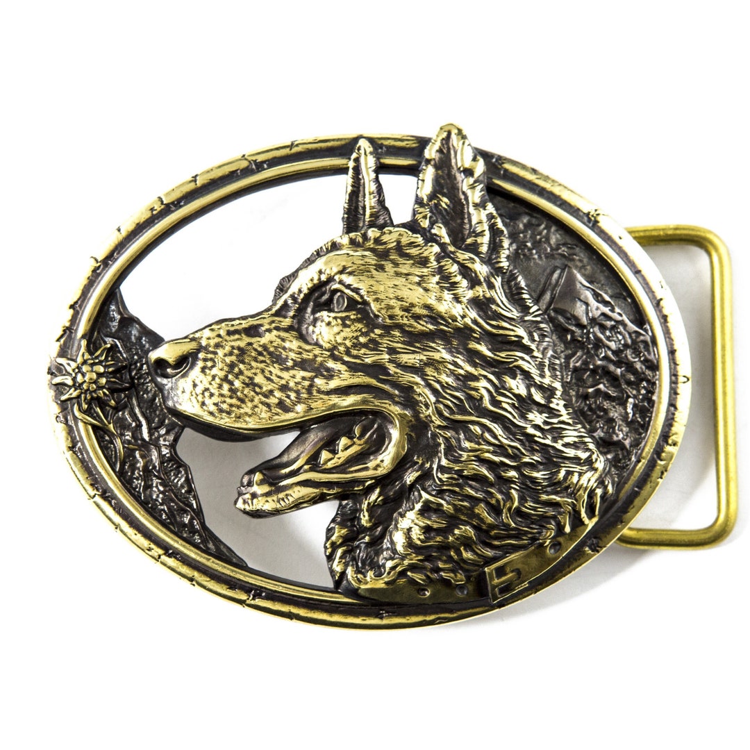 German Shepherd Solid Brass Belt Buckle, German Shepherd Dog Head, Gift ...