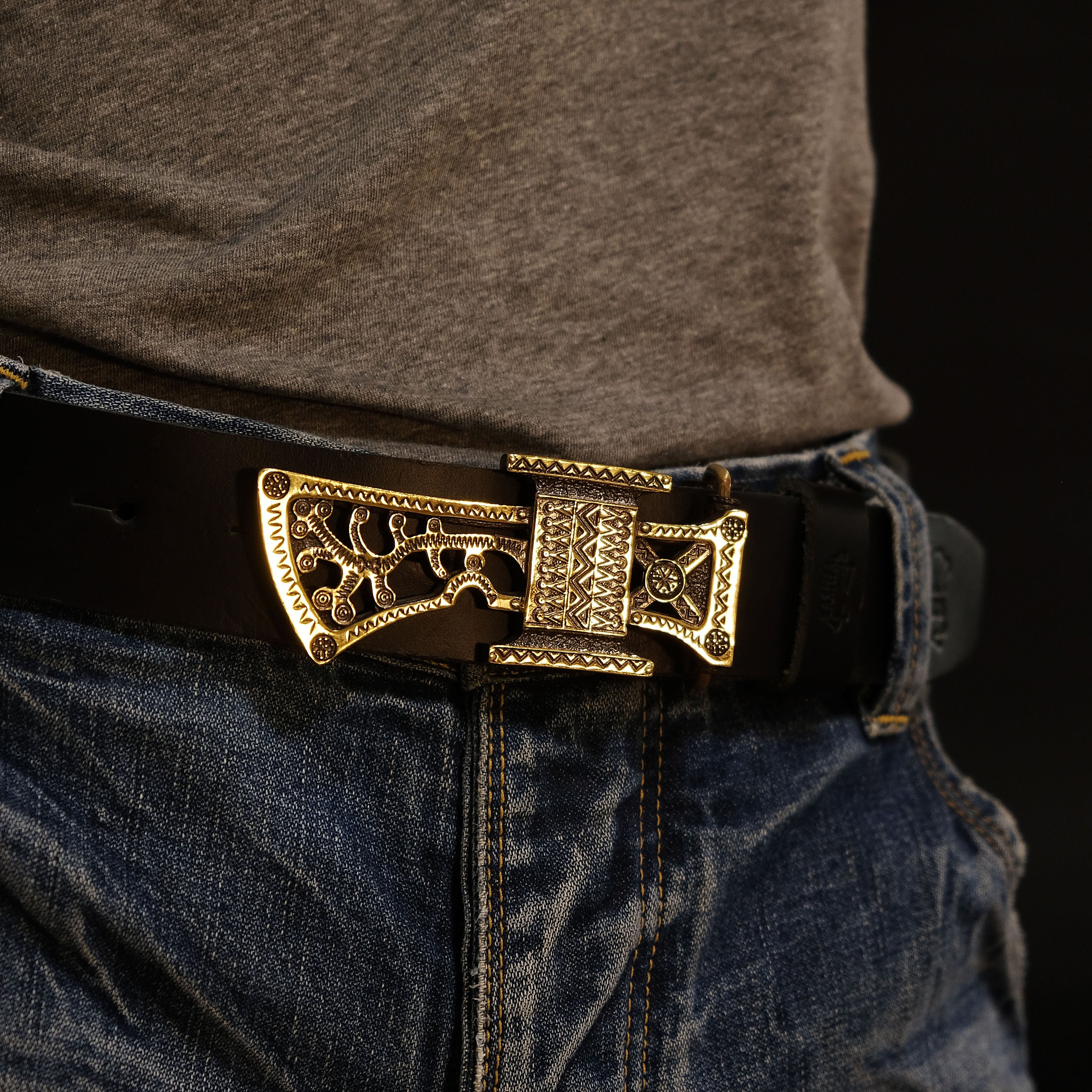 Runic Axe Belt Buckle, Medieval Military Weapon Ax Solid Brass Belt ...