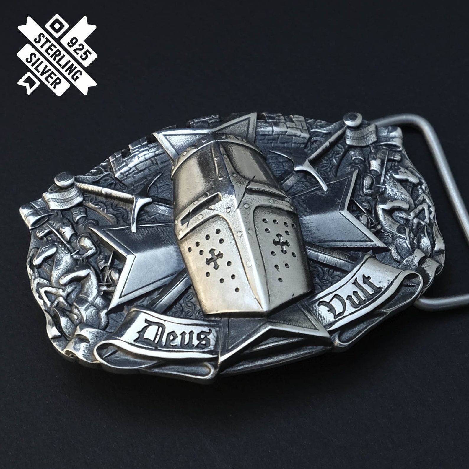 Templar Sterling Silver Belt Buckle Medieval Crusader Knight - Etsy