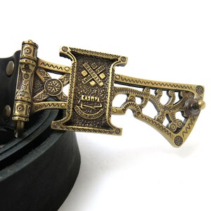 Runic Axe Belt Buckle, Medieval Military Weapon Ax Solid Brass Belt ...