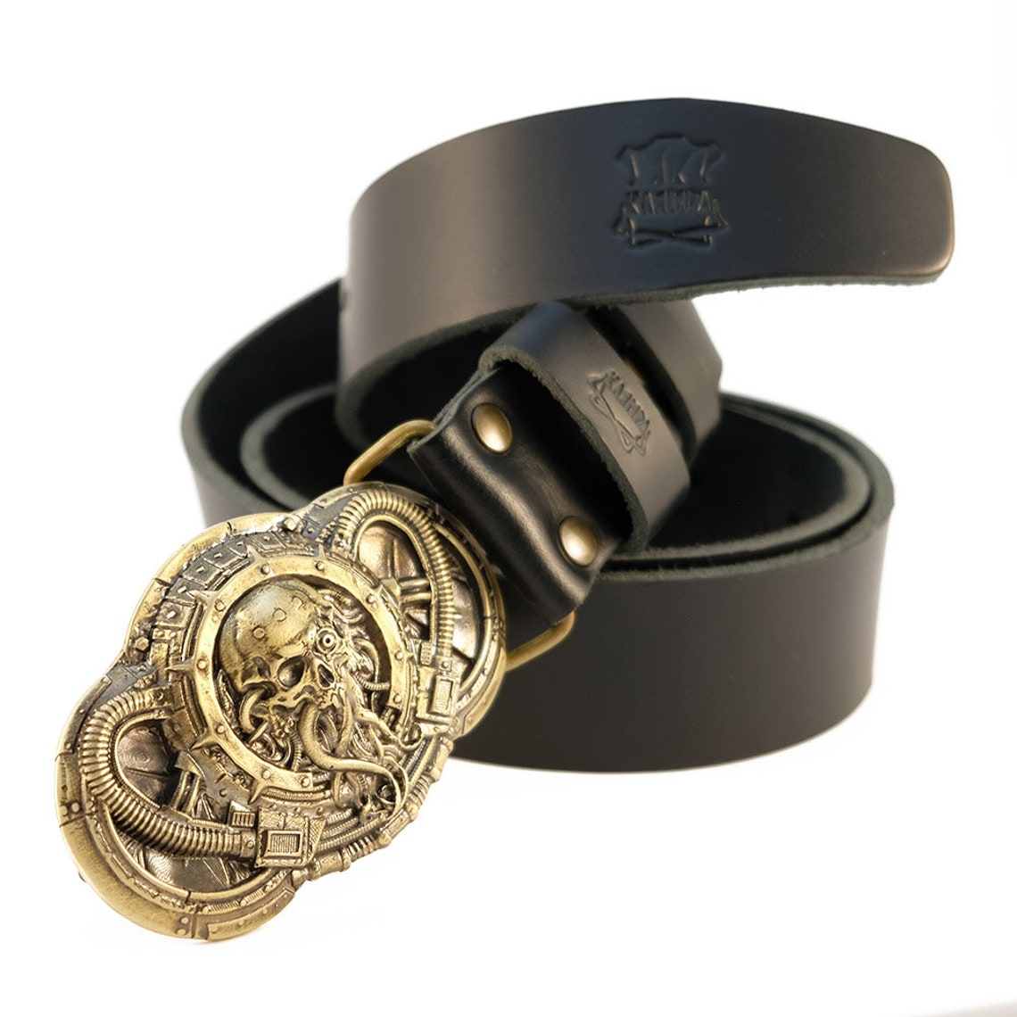 Leather Belt With Brass Buckle alien Steampunk | Etsy