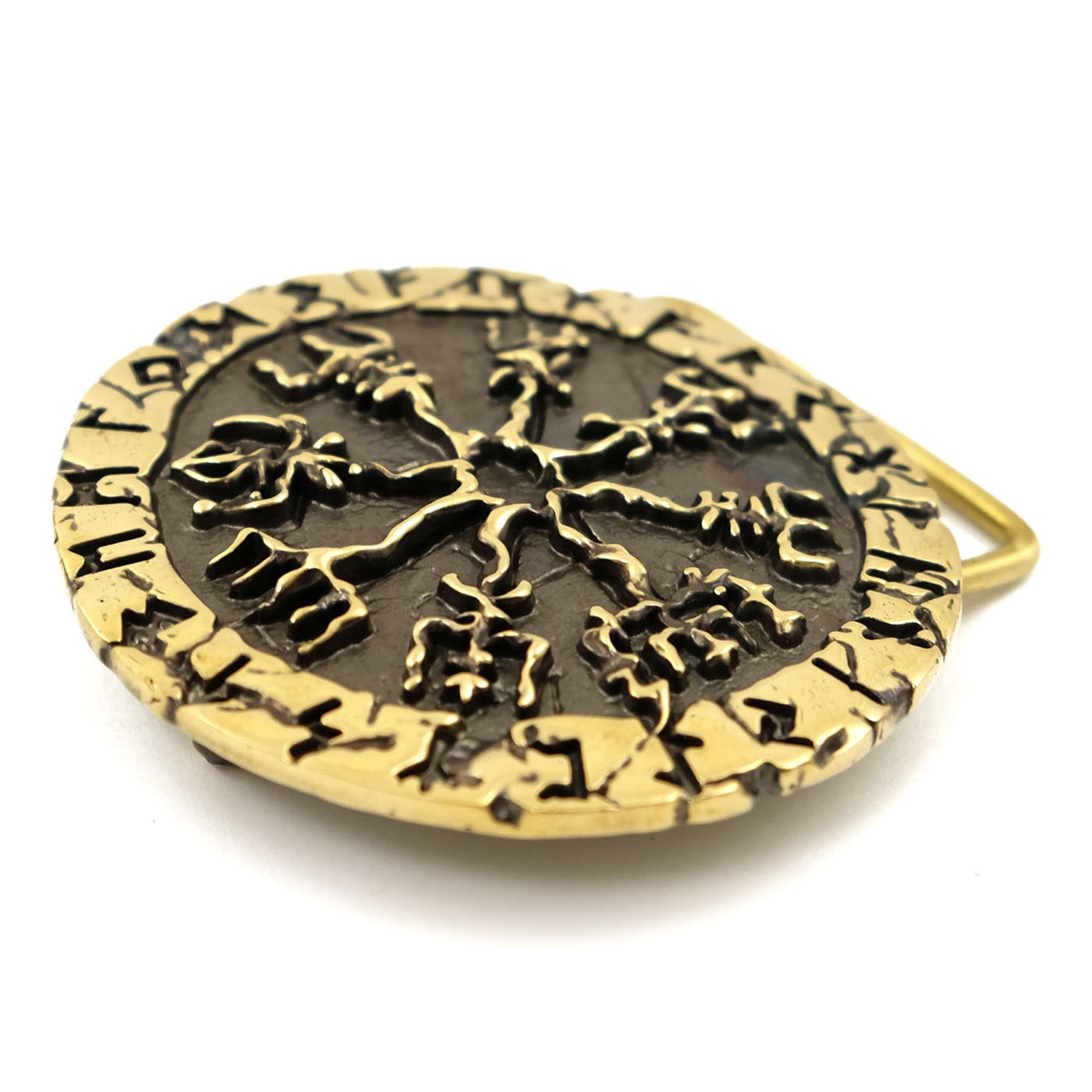 Vegvisir Belt Buckle Viking Compass Solid Brass Belt Buckle - Etsy