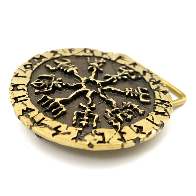 Vegvisir Belt Buckle, Viking Compass Solid Brass Belt Buckle ...