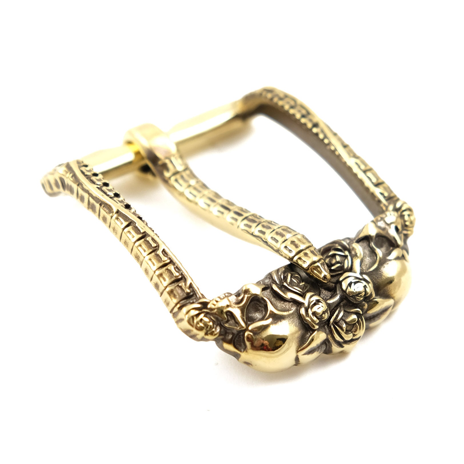 Belt Buckle Skulls and Roses Solid Brass Rectangular Belt - Etsy