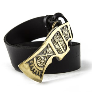 Leather Belt With Ax Belt Buckle; Ax Belt Buckle With 1.5 Full Grain ...