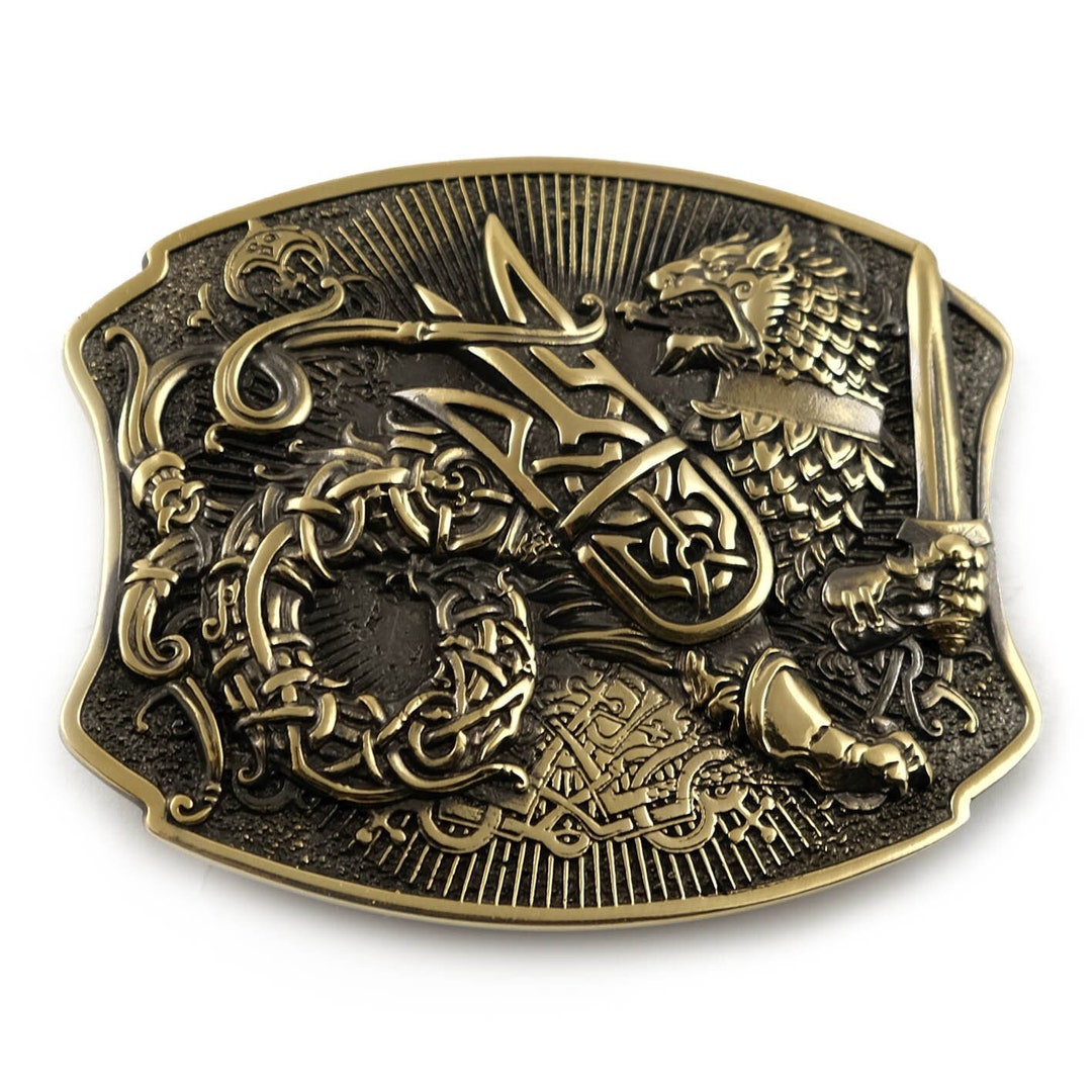 Semargl Solid Brass Belt Buckle, Handmade Mythical Winged Lion Simargl ...