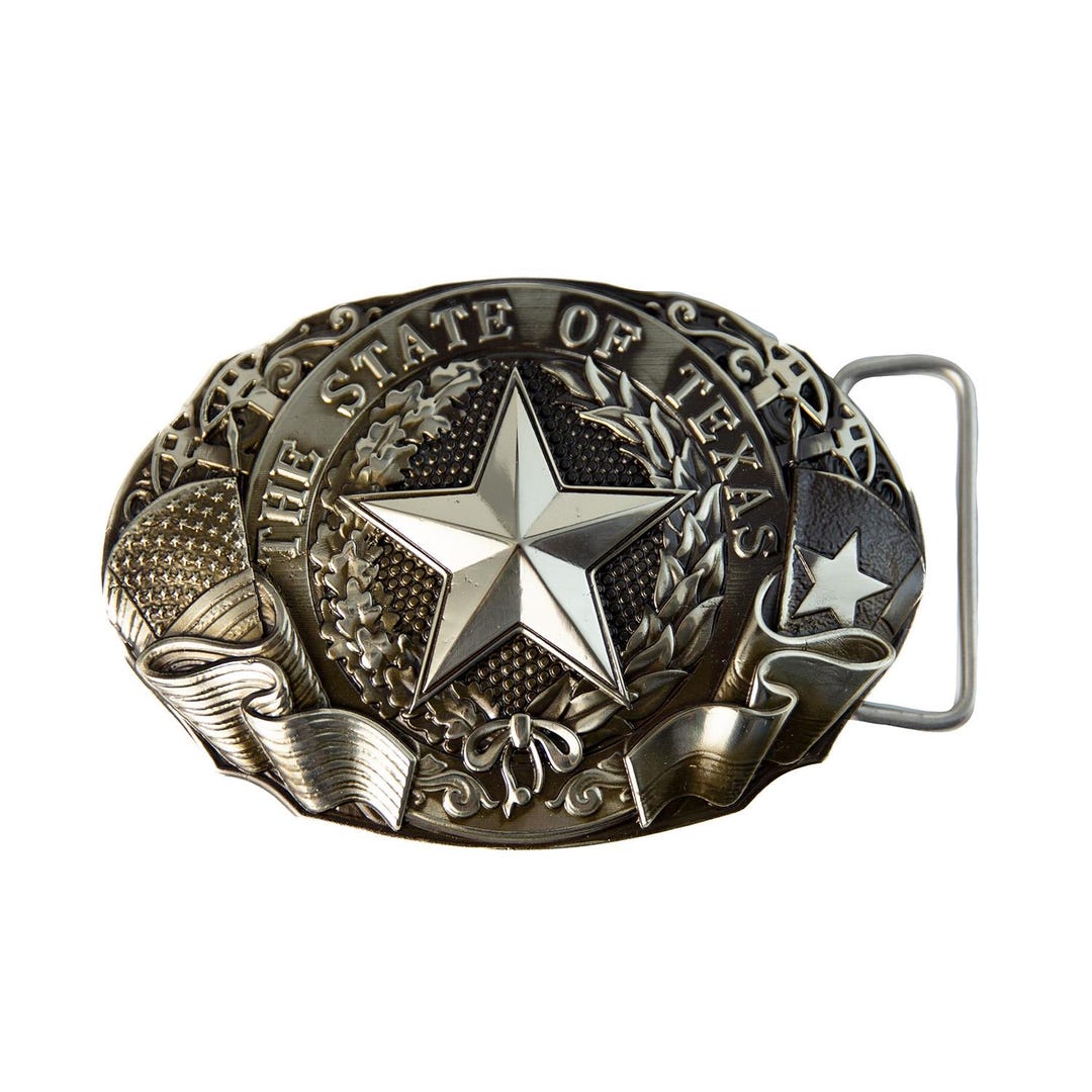Texas State Solid German Silver Belt Buckle, Texas Star, the Lone Star ...