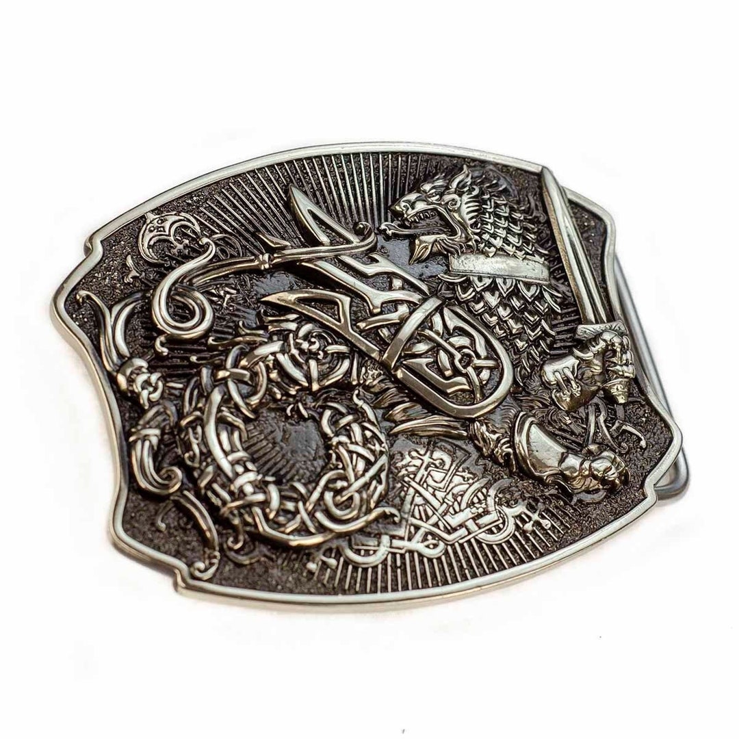 Semargl Solid Geman Silver Belt Buckle, Handmade Mythical Winged Lion ...