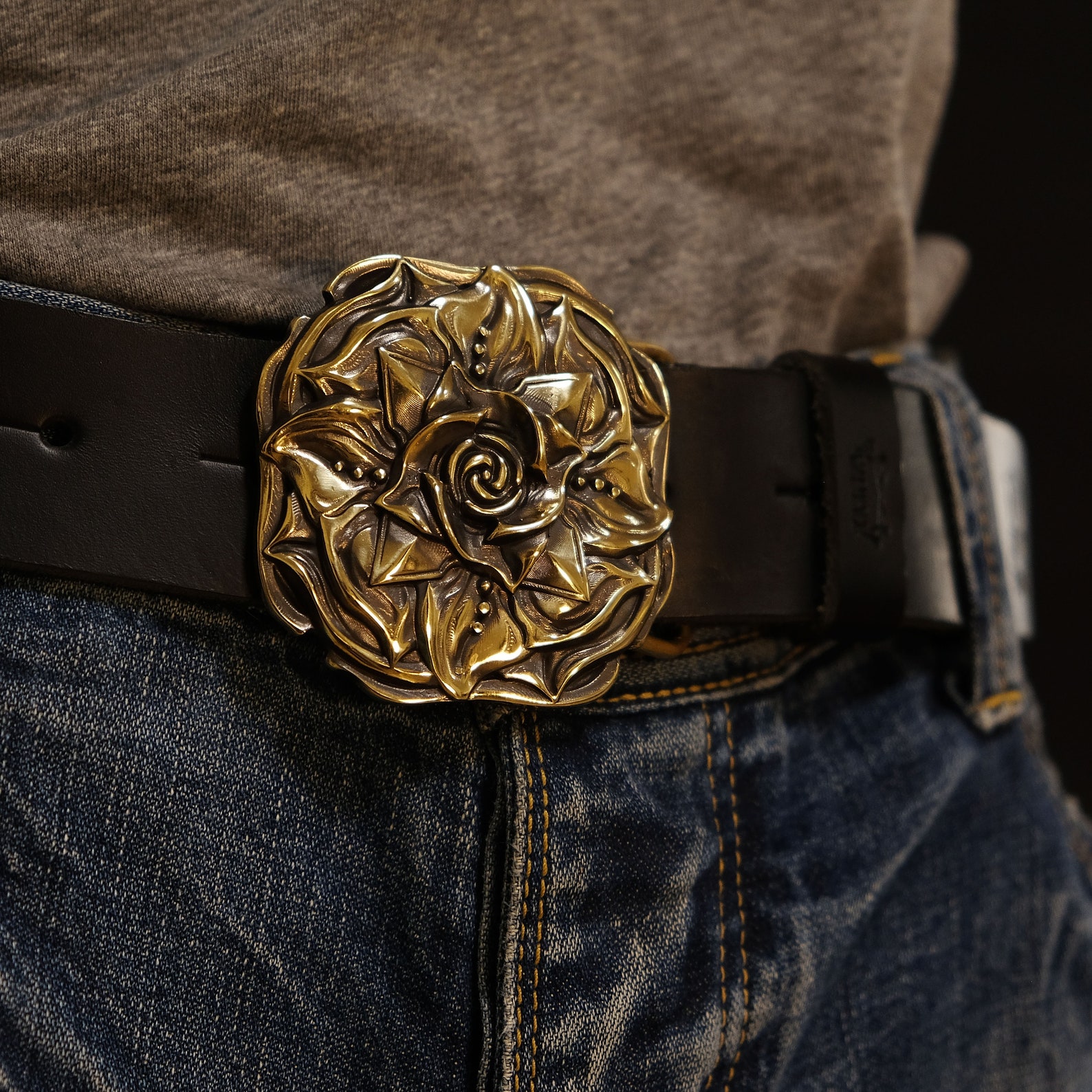 Belt Buckle Rose Ornamental Floral Handmade Women Brass - Etsy