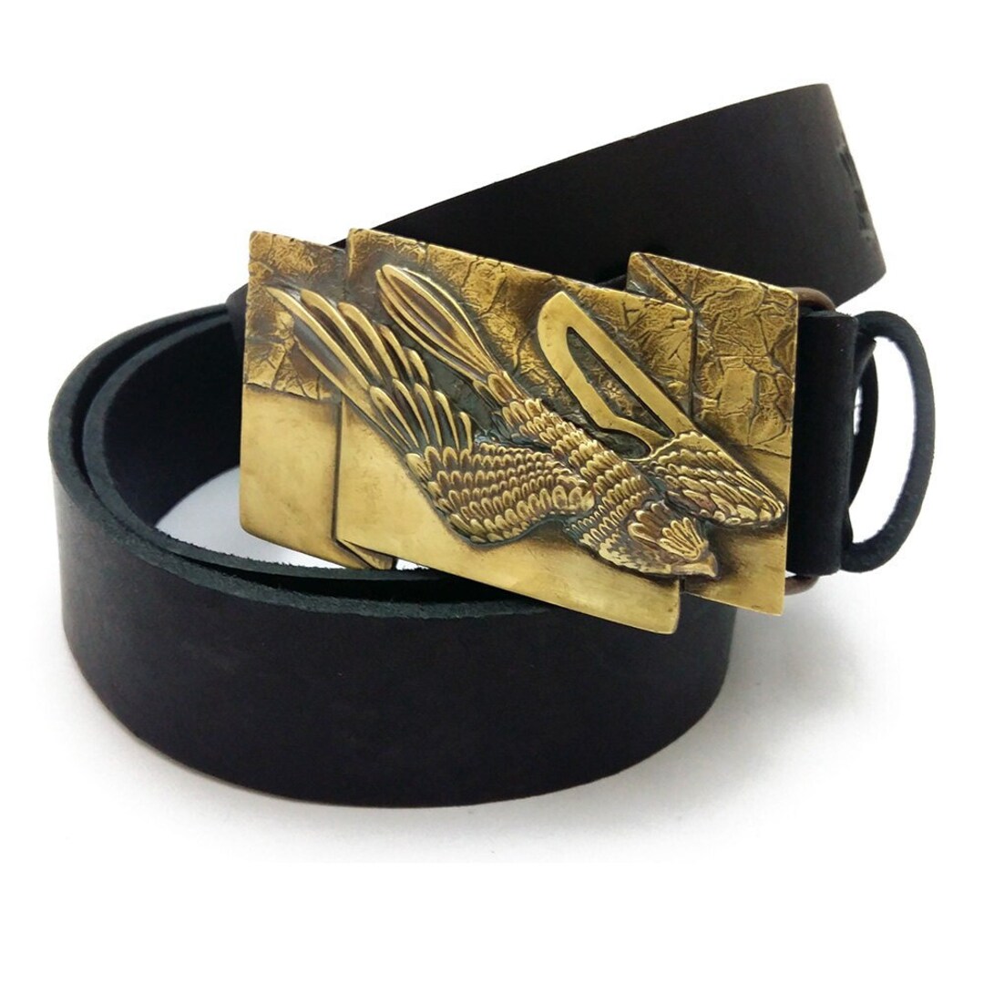 Leather Belt With Free Bird Buckle Handmade Hunting Falcon - Etsy