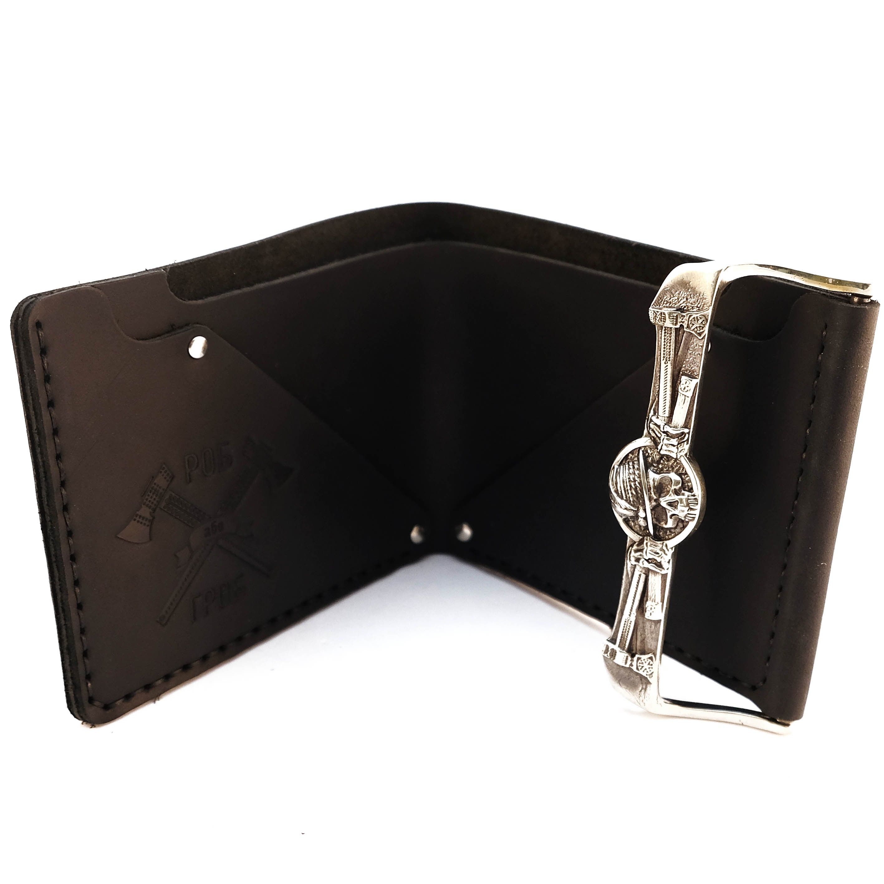 Minimalist Leather Wallet Crazy Skull With Brass Frame - Etsy