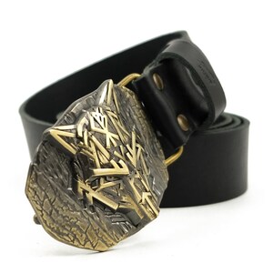 Leather Belt With Runic Wolf Buckle, Old Norse Scandinavian Viking ...
