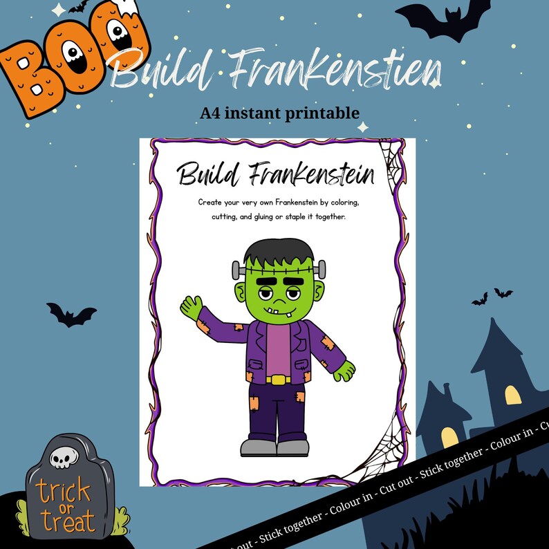 Halloween Kid's Activity "build Frankenstein" — A4 Printable PDF ...