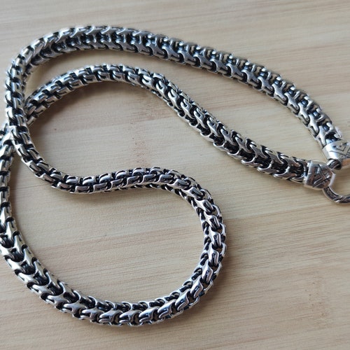 Thick Heavy Chain Necklace Oxidized Sterling Silver Chain Link - Etsy