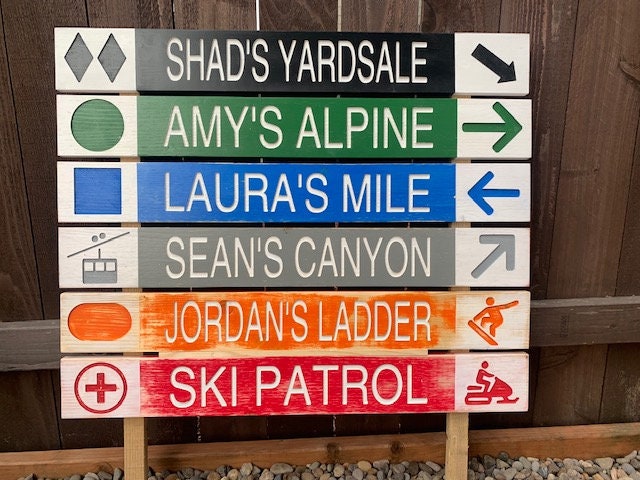 Personalized 4x31 Wood Carved Ski Slope Sign - Etsy