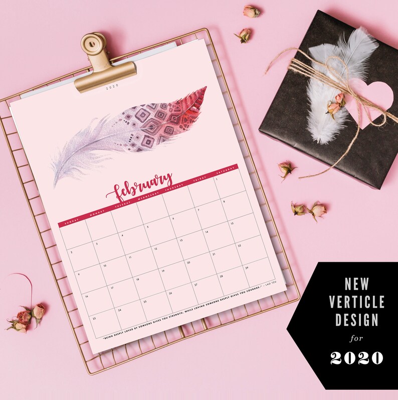 2020 Calendar Boho Feathers Write on Chic design | Etsy