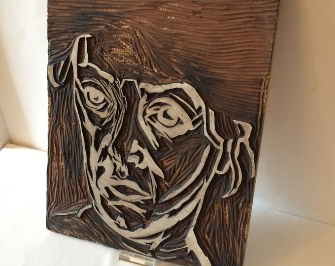 Vintage Linocut Woodblock Portrait - Etsy