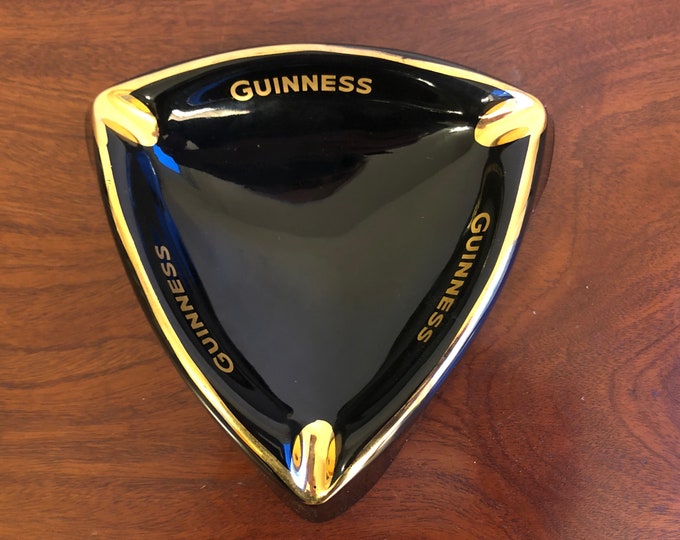 Vintage Guinness Black and Gold Triangle Ashtray, Arklow Pottery Ltd ...