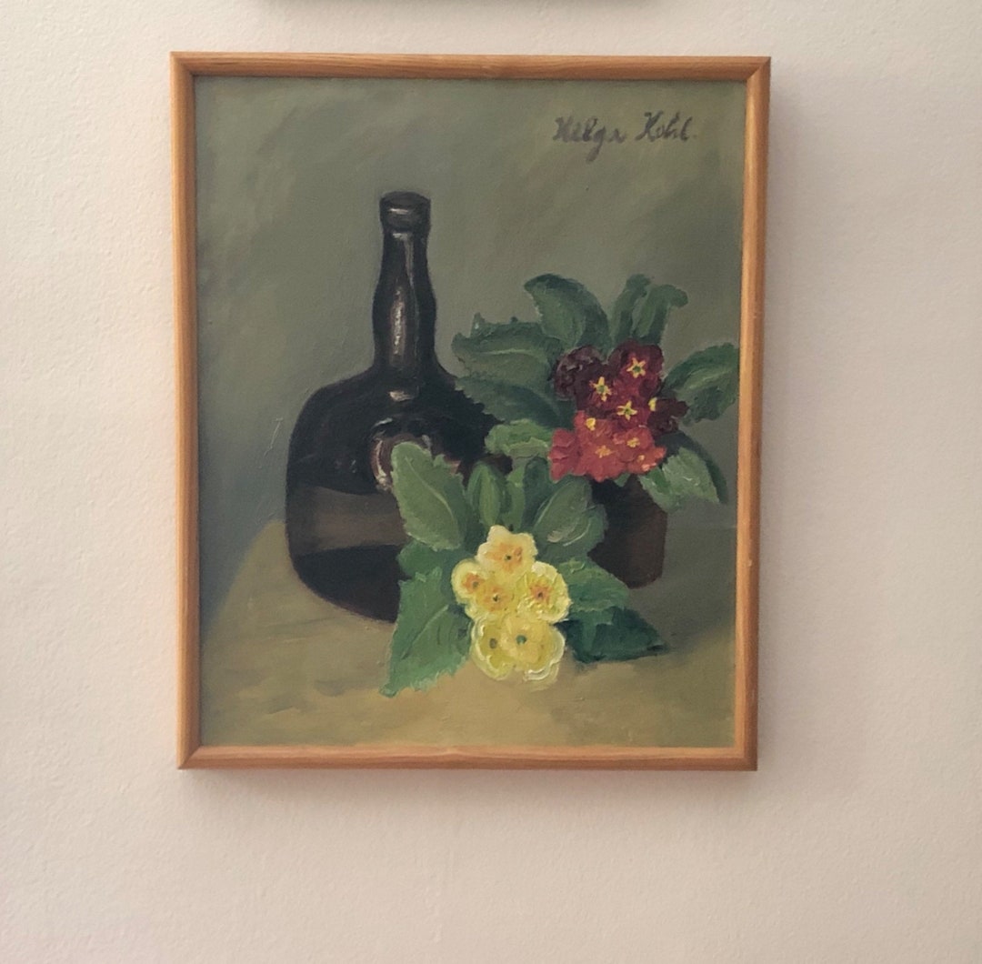 Signed Vintage Primrose Still Life Oil Painting, Helga Kohl, Framed - Etsy