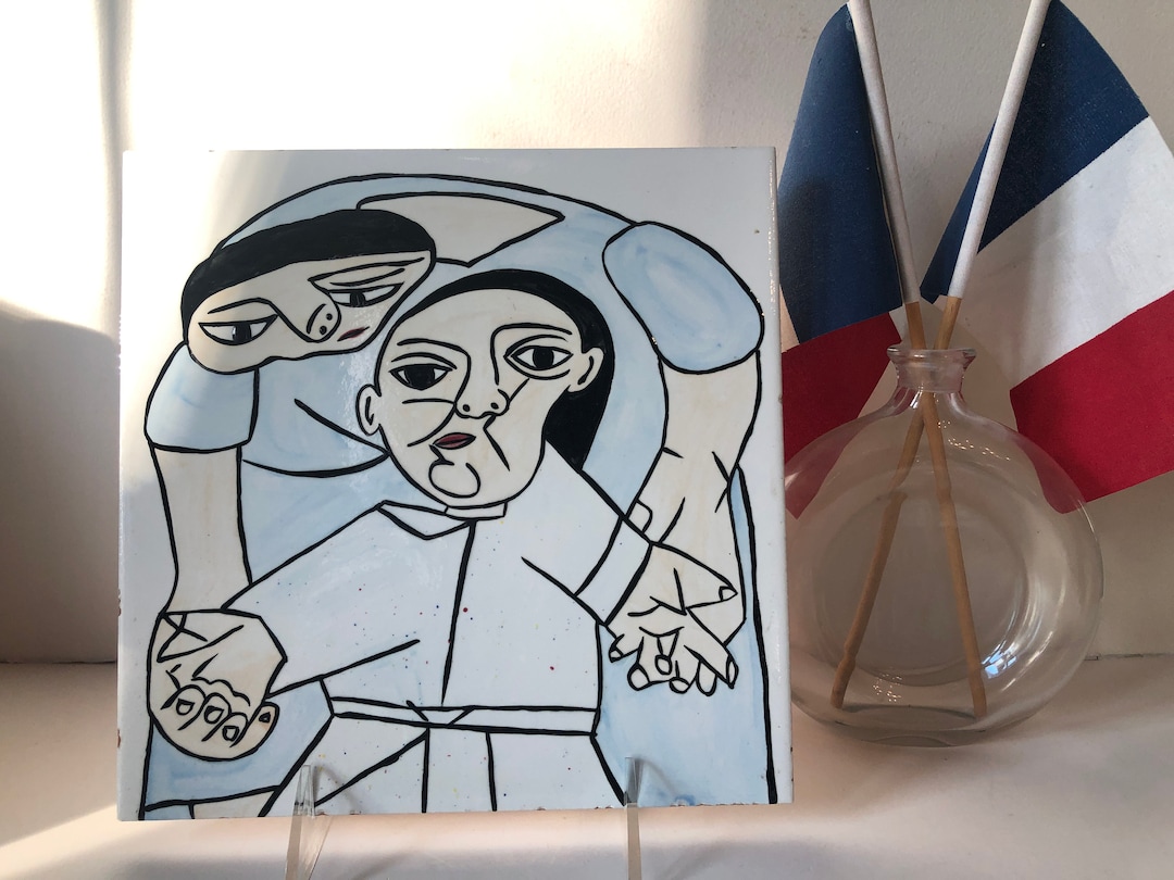 Vintage Ceramic Tile After Picasso, First Steps, Mother and Child ...