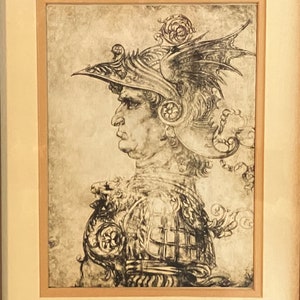 Vintage Framed Leonardo Da Vinci Print Il Condottiero 1480, British ...